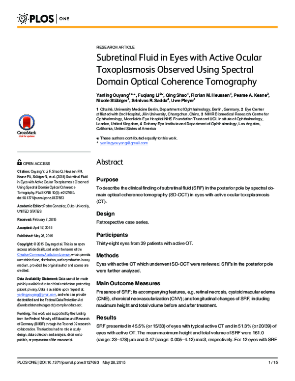 (PDF) Subretinal fluid in eyes with active ocular toxoplasmosis ...