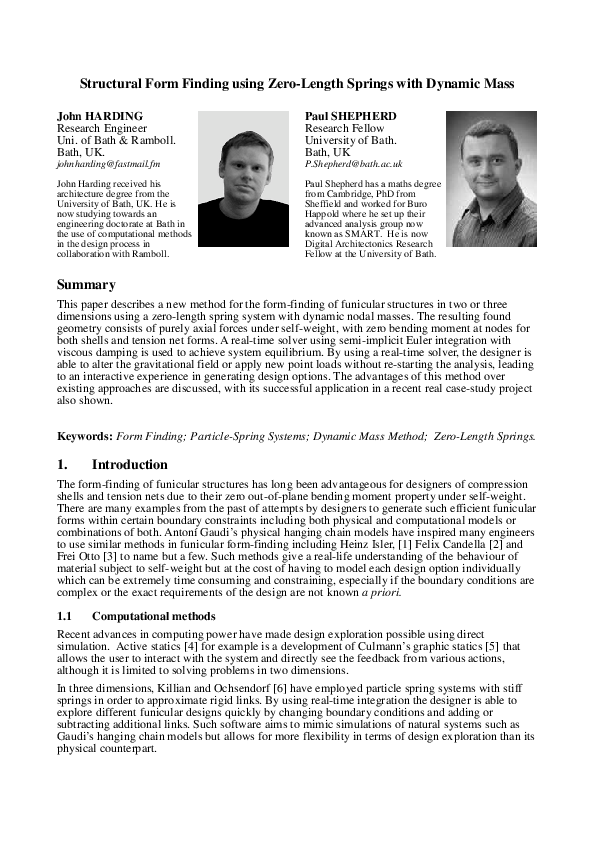 (PDF) Structural form finding using zero-length springs with dynamic mass