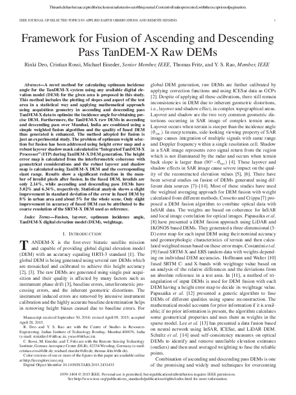 (PDF) Framework for Fusion of Ascending and Descending Pass TanDEM-X Raw DEMs