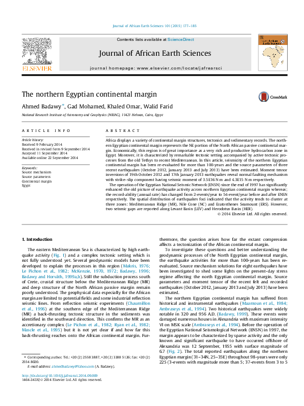 Pdf The Northern Egyptian Continental Margin