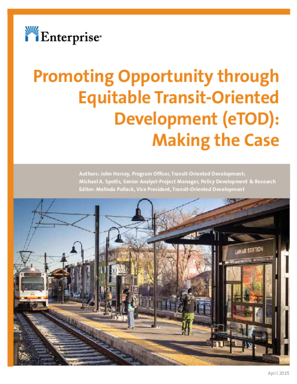 (PDF) Promoting Opportunity through Equitable Transit-Oriented Development (eTOD): Making the Case