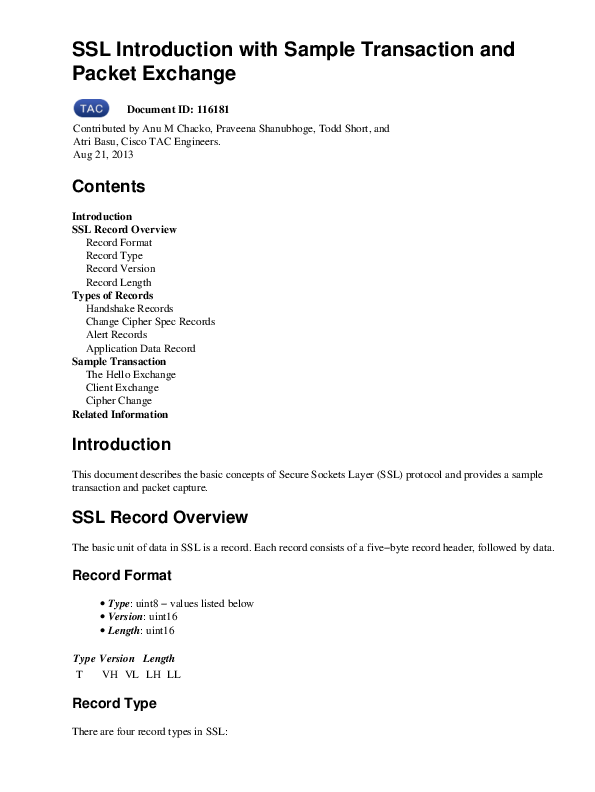 (PDF) SSL Introduction with Sample Transaction and Packet Exchange