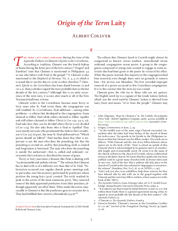 (PDF) Origin of the Term Laity