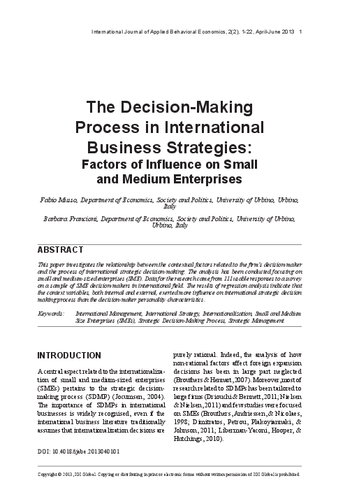 (PDF) The Decision-Making Process in International Business Strategies ...