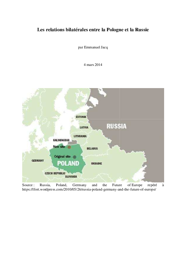 (PDF) Les relations bilatérales entre la Pologne et la Russie