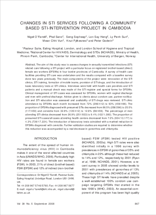 (PDF) CHANGES IN STI SERVICES FOLLOWING A COMMUNITY BASED STI ...