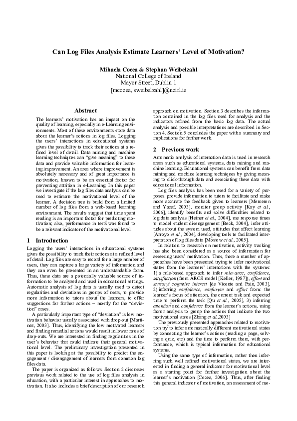 (PDF) Can log files analysis estimate learners’ level of motivation