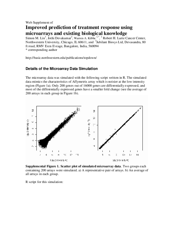 (PDF) Improved prediction of treatment response using microarrays and existing biological knowledge