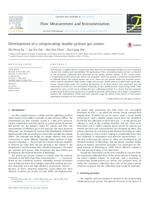 (PDF) Development of a Reciprocating Double-Pistons Gas Prover