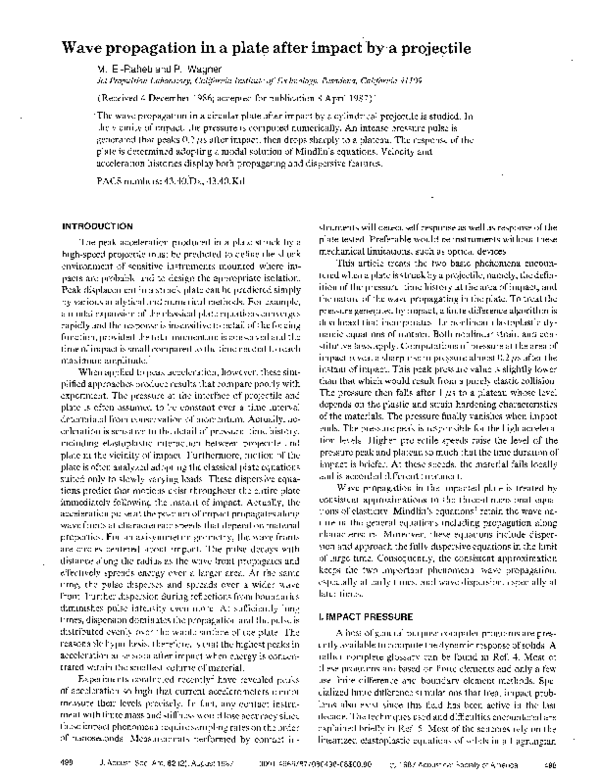 (PDF) wave propagation in a plate after impact by a projectile