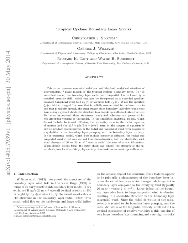 (PDF) Tropical Cyclone Boundary Layer Shocks | Gabriel Williams and ...