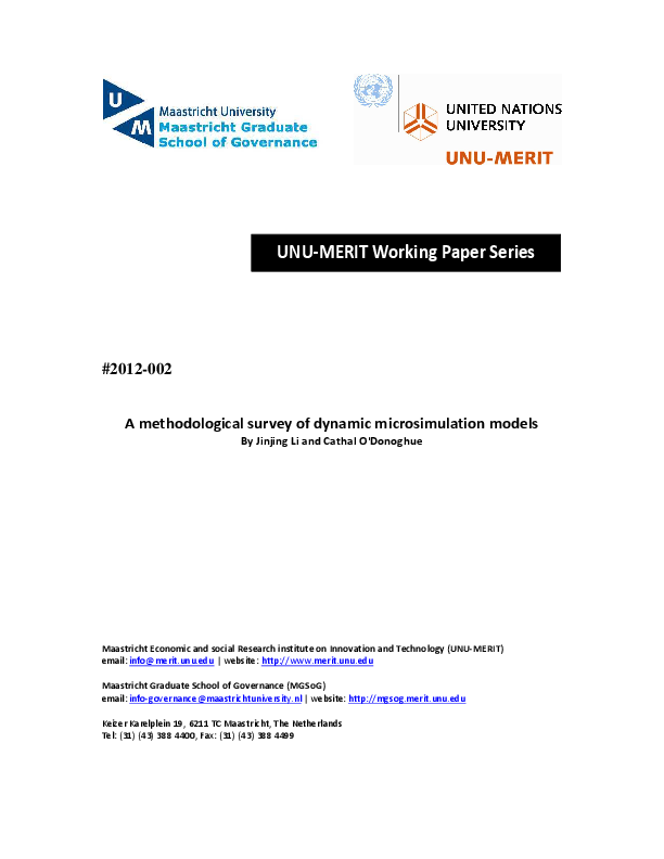 Pdf A Methodological Survey Of Dynamic Microsimulation Models