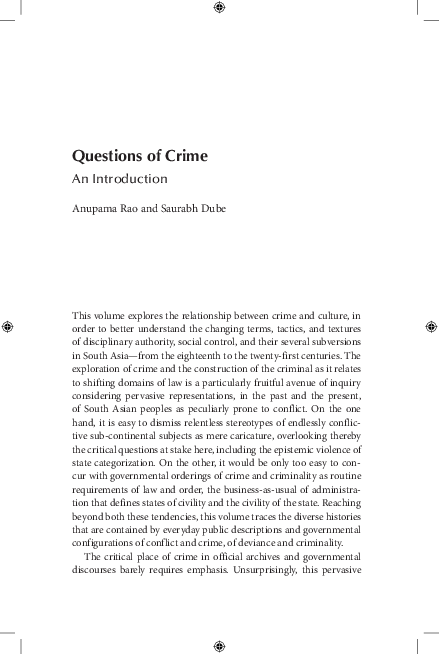 (PDF) Questions of Crime: An Introduction