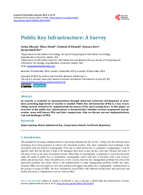 (PDF) Public Key Infrastructure: A Survey