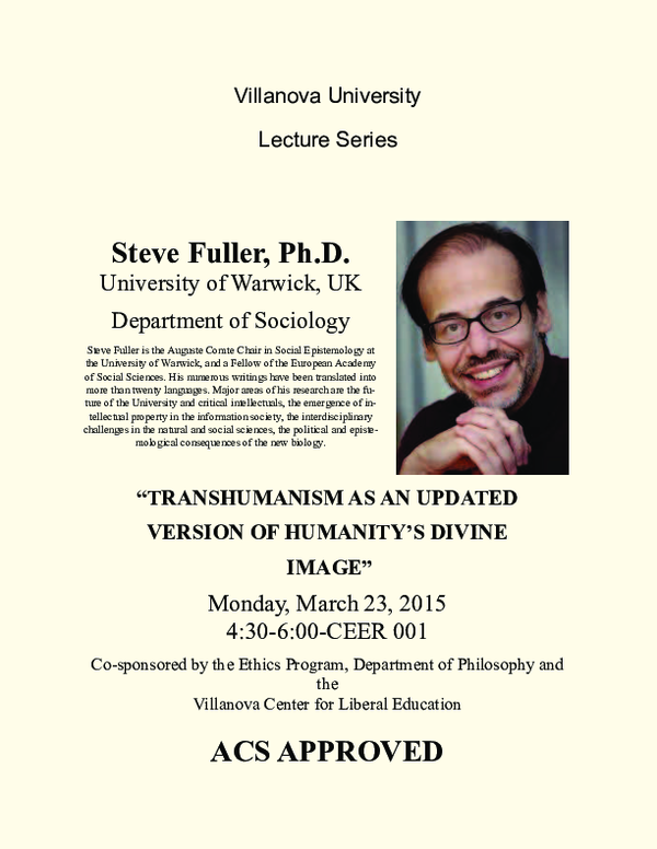 (PDF) Talk by Steve Fuller: Transhumanism as an Updated Version of ...