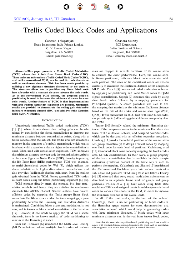 Pdf Trellis Coded Block Codes And Applications
