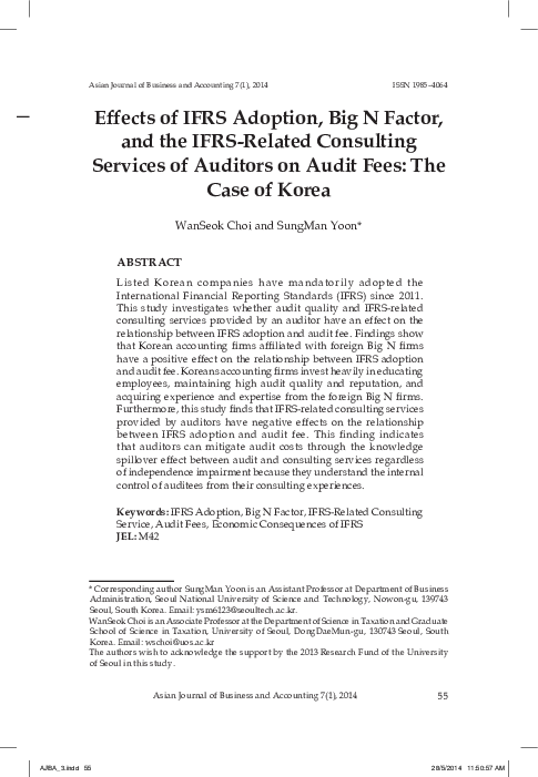 (PDF) Effects of IFRS Adoption, Big N Factor, and the IFRS-Related Consulting Services of ...