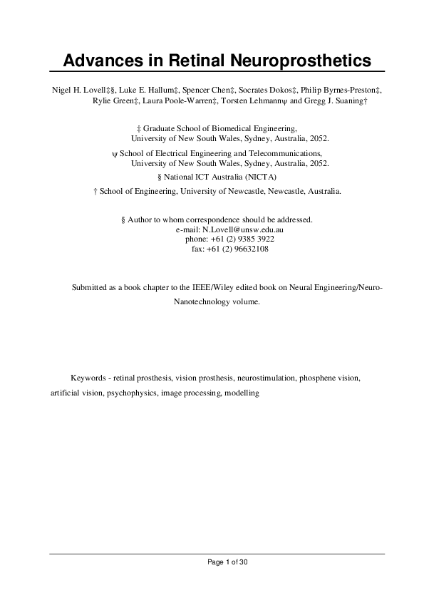 (PDF) Advances in Retinal Neuroprosthetics