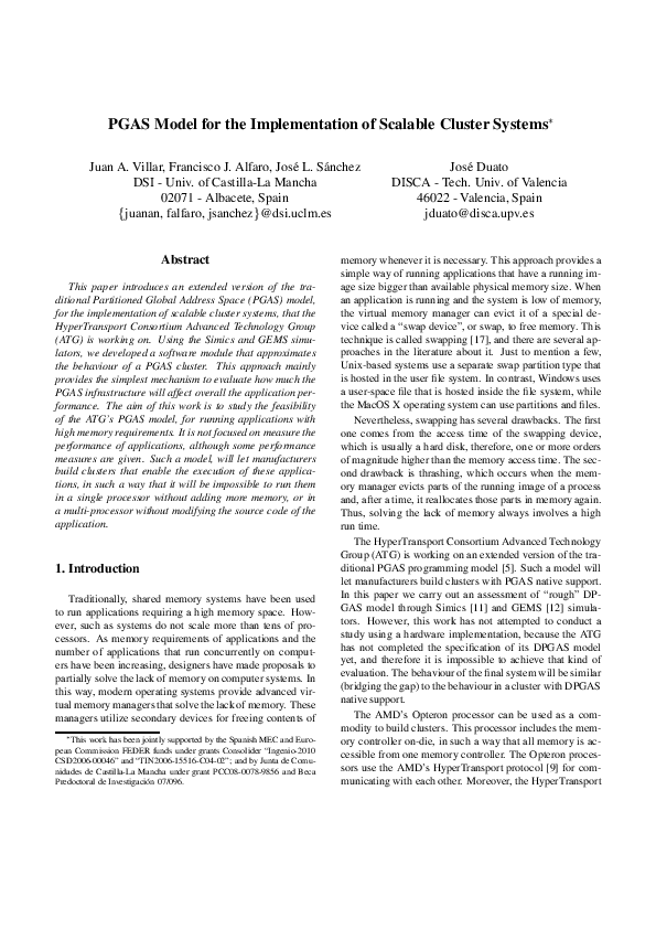 (PDF) PGAS Model for the Implementation of Scalable Cluster Systems