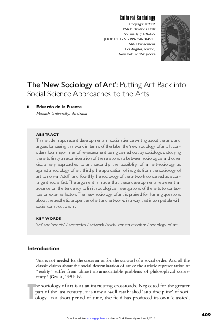 The 'new sociology of art': Putting art back into social science ...