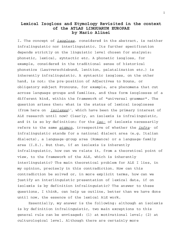 (DOC) Lexical Isogloss and Etymology Revisited in the context of the ...