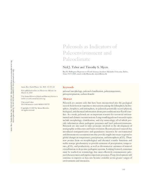 (PDF) Paleosols as indicators of paleoenvironment and paleoclimate