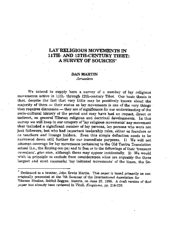 (PDF) Lay Religious Movements in Eleventh- and Twelfth-Century Tibet ...