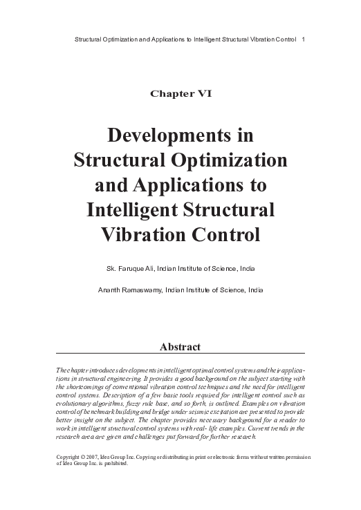 (PDF) Developments in Structural Optimization and Applications to Intelligent Structural ...