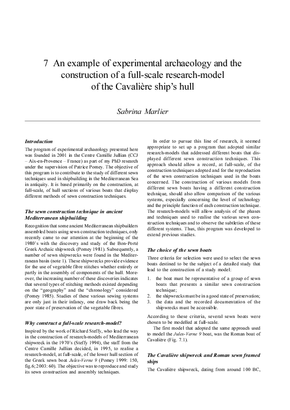 (PDF) An example of experimental archaeology and the construction of a ...