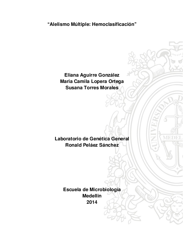 (PDF) " Alelismo Múltiple: Hemoclasificación