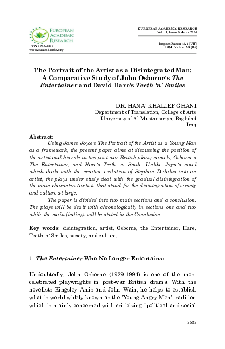 (PDF) A portrait of the Artist as a disintegrated man