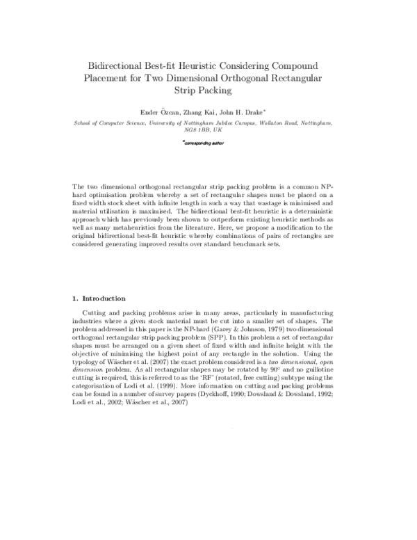 (PDF) Bidirectional best-fit heuristic considering compound placement for two dimensional ...