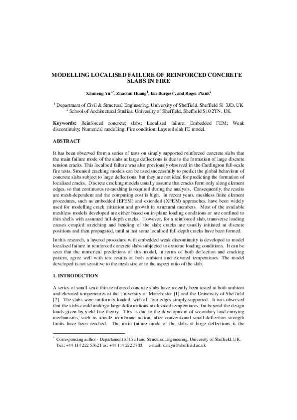 (PDF) MODELLING LOCALISED FAILURE OF REINFORCED CONCRETE SLABS IN FIRE ...