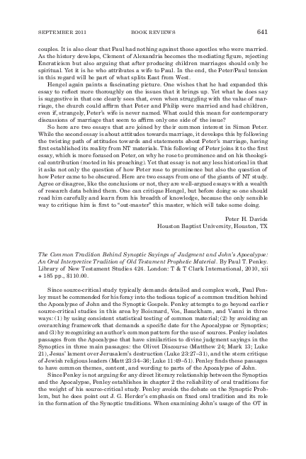 (PDF) Review - Penley, Paul T - The Common Tradition Behind Synoptic ...