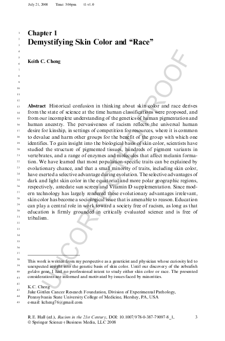 (PDF) Demystifying Skin Color and “Race”