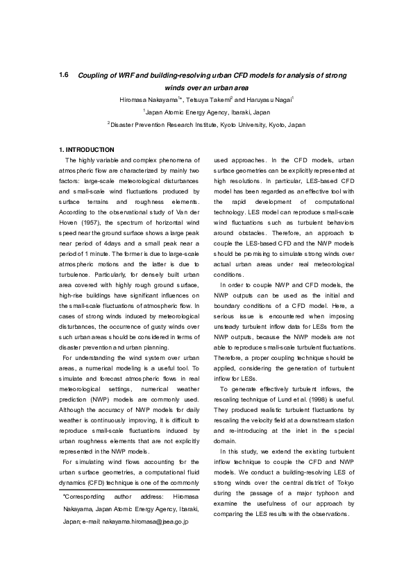(PDF) Coupling of WRF and building-resolving urban CFD models for ...