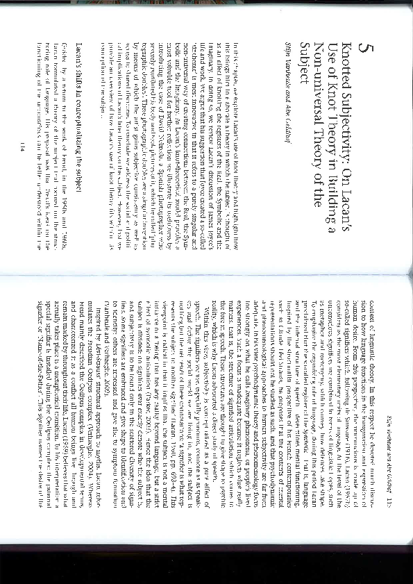 (PDF) Knotted subjectivity: On Lacan’s use of knot theory in building a ...