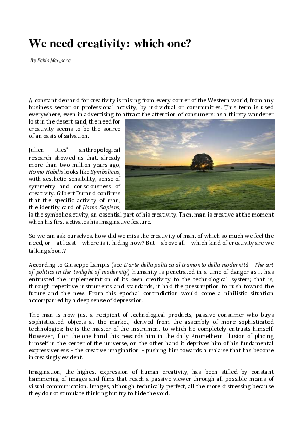 (PDF) We need creativity: which one?