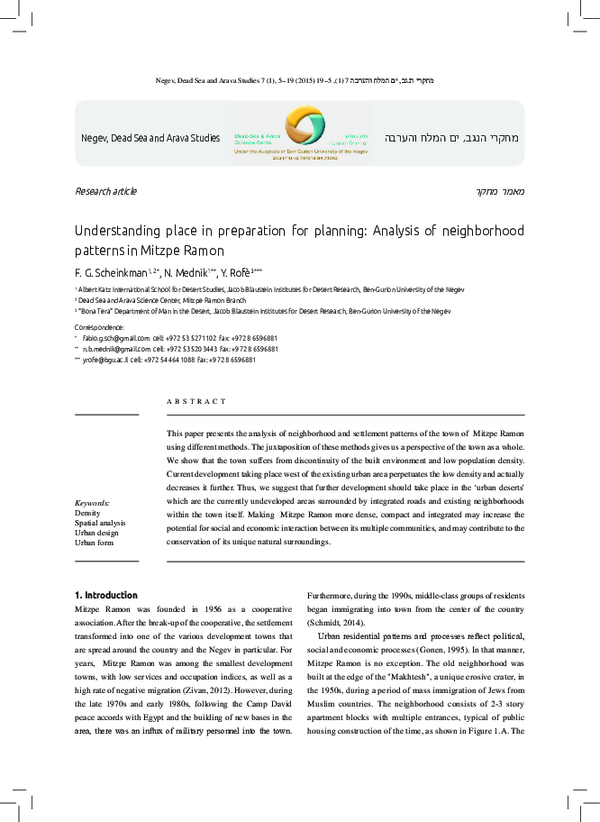 (PDF) Understainding Place in Preparation for Planning; Analysis of ...