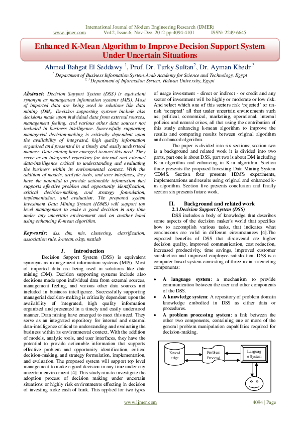 (PDF) Enhanced K-Mean Algorithm to Improve Decision Support System ...