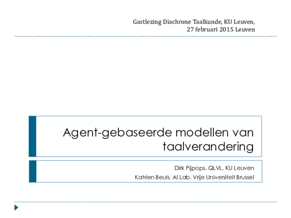 (PDF) Agent-gebaseerde modellen van taalverandering