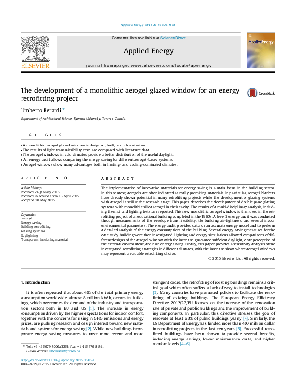 (PDF) The development of a monolithic aerogel glazed window for an ...