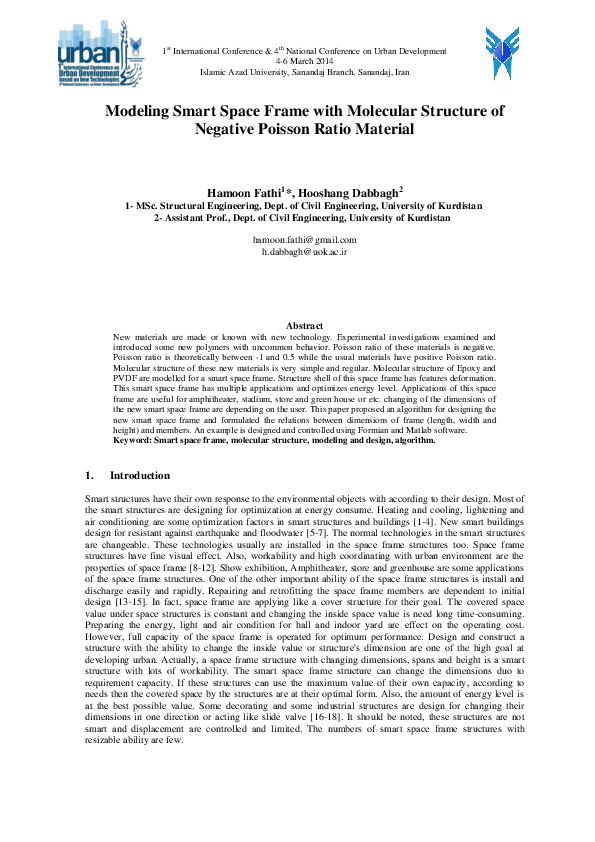 (PDF) Modeling Smart Space Frame with Molecular Structure of Negative ...