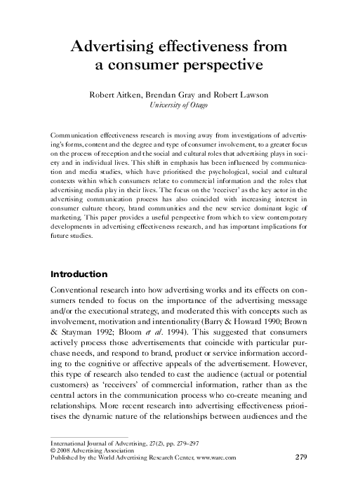 Advertising effectiveness from a consumer perspective