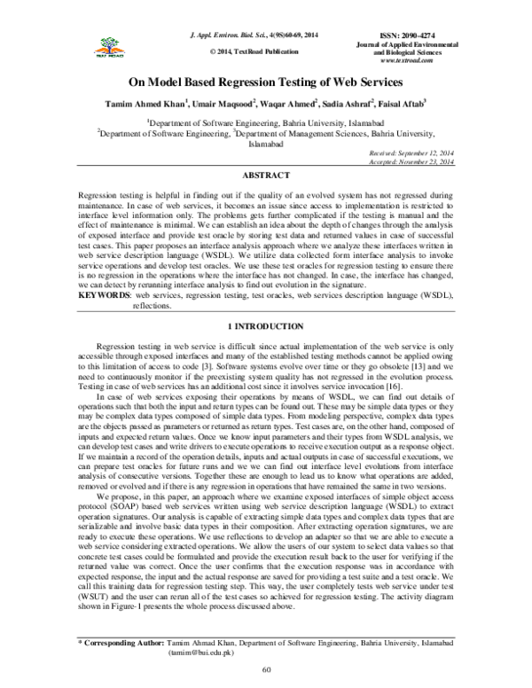 Pdf On Model Based Regression Testing Of Web Services