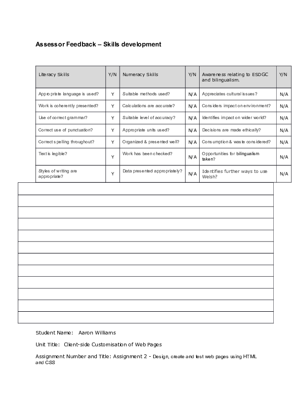 (DOC) Assessor Feedback – Skills development
