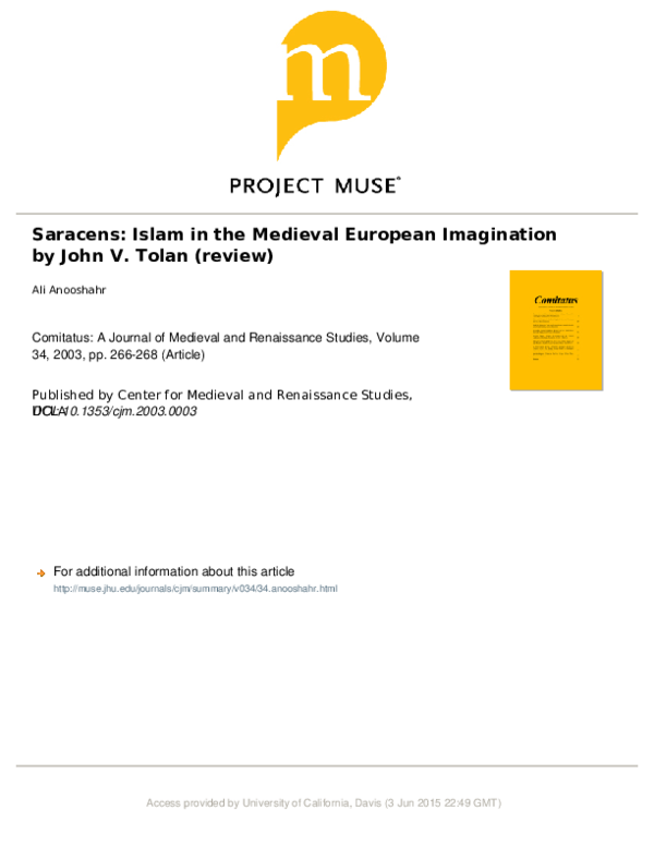 (PDF) Review of "Saracens: Islam in the Medieval European Imagination ...