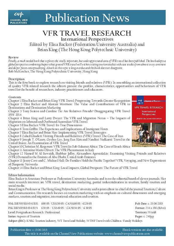 (PDF) VFR Travel Research: International Perspectives