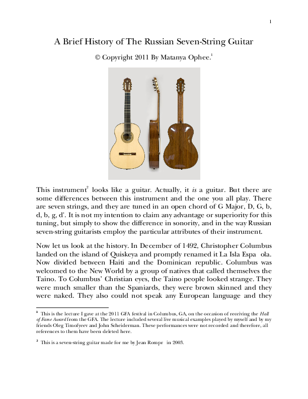 (PDF) A Brief History of the Russian Seven-String Guitar
