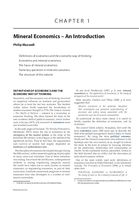 (PDF) Mineral Economics Clase1